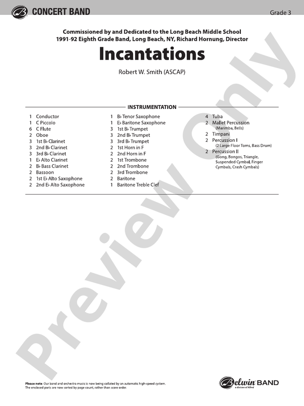 Incantations: Concert Band Conductor Score & Parts: Robert W. Smith ...