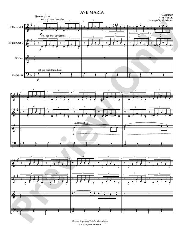 Ave Maria: Score: Brass Quartet Score - Digital Sheet Music Download