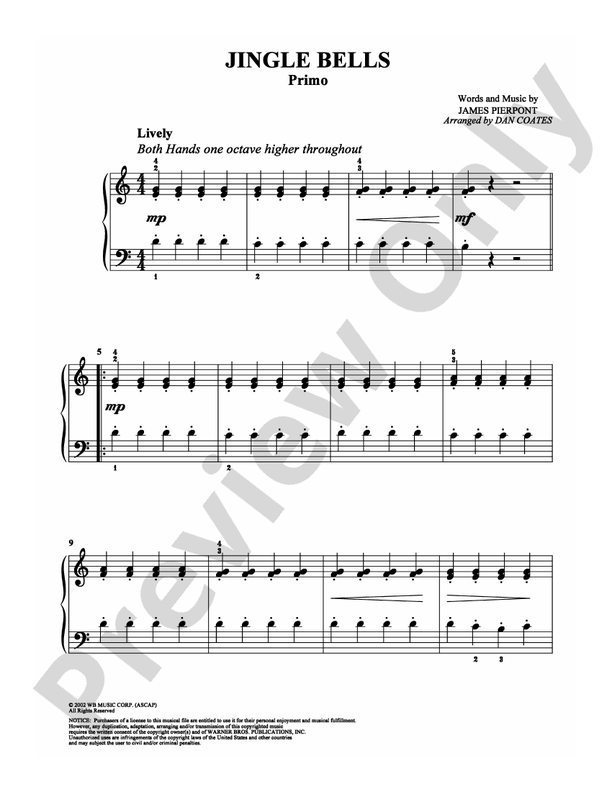 Jingle Bells: Piano Duets & Four Hands: James Pierpont - Digital Sheet ...