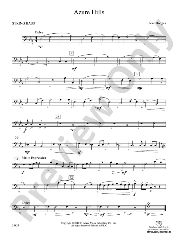 Azure Hills: (wp) String Bass: (wp) String Bass World Part - Digital Sheet Music Download