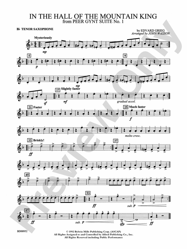 In the Hall of the Mountain King (from Peer Gynt Suite No. 1): B-flat ...