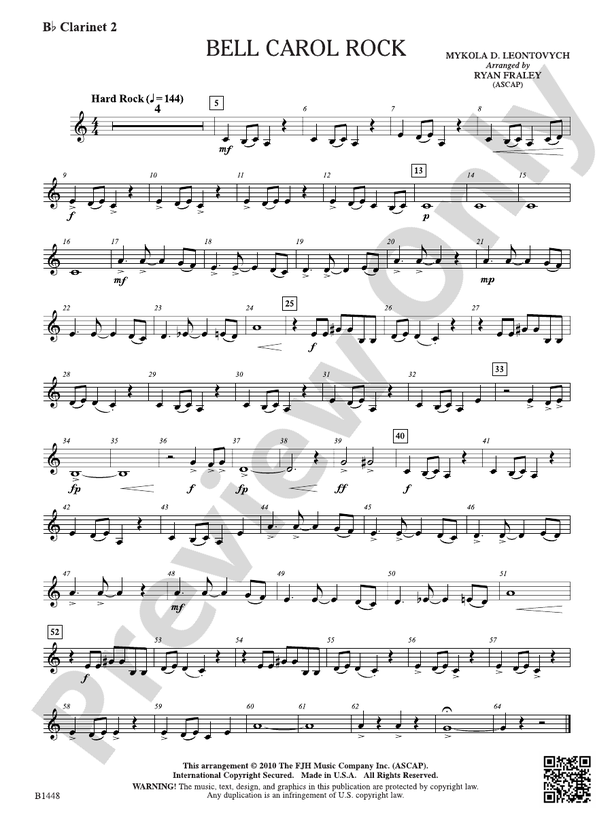 Bell Carol Rock: B-flat Clarinet 2: B-flat Clarinet 2 Part: Mykola ...