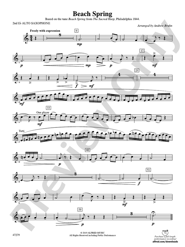 Beach Spring: 2nd E-flat Alto Saxophone: 2nd E-flat Alto Saxophone Part ...