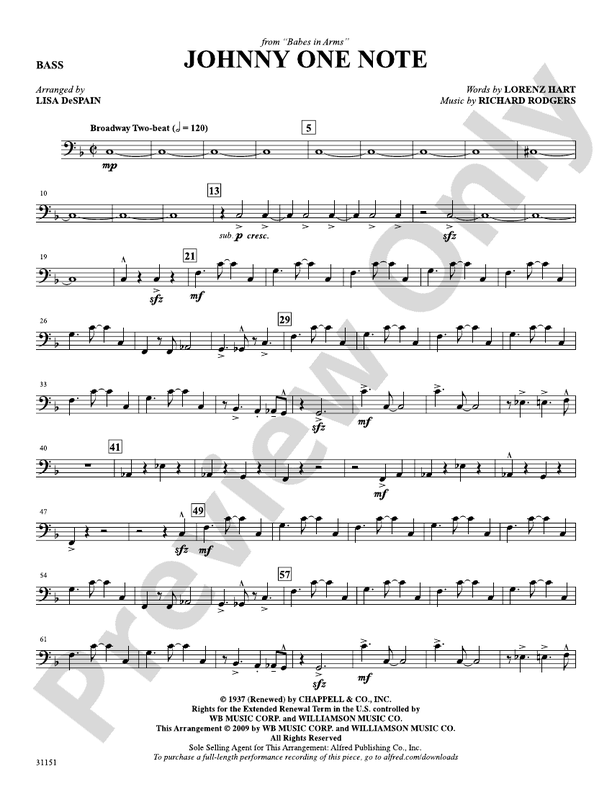 Johnny One Note (from the musical Babes in Arms): String Bass: String ...