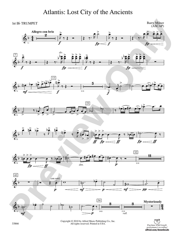 Atlantis: Lost City of the Ancients: 1st B-flat Trumpet: 1st B-flat ...