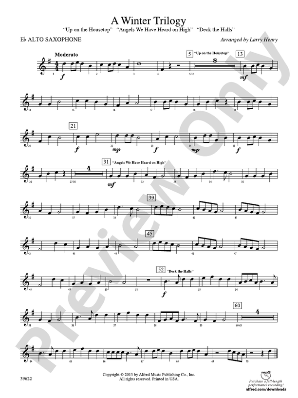 A Winter Trilogy E Flat Alto Saxophone E Flat Alto Saxophone Part