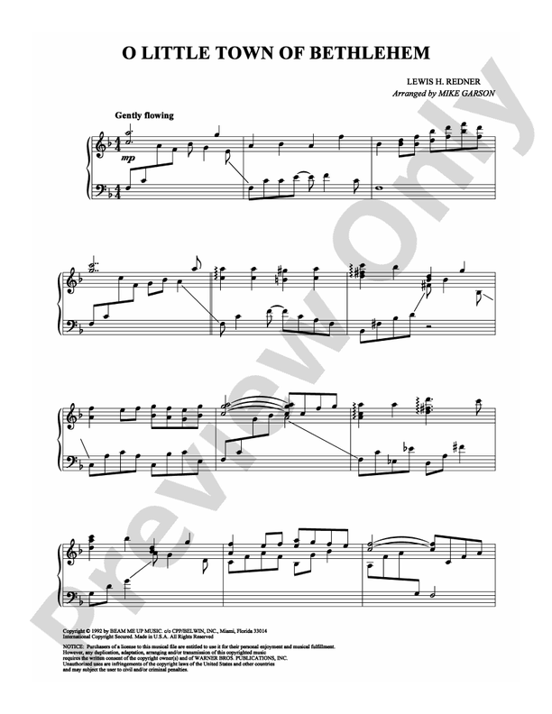 O Little Town Of Bethlehem: Piano: Lewis Redner - Digital Sheet Music ...