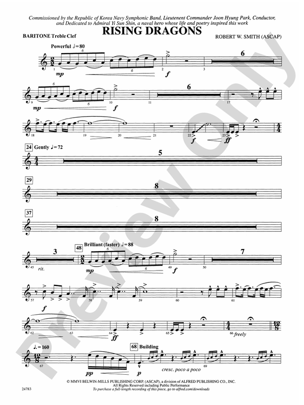 Rising Dragons: Baritone T.C.: Baritone T.C. Part - Digital Sheet Music ...