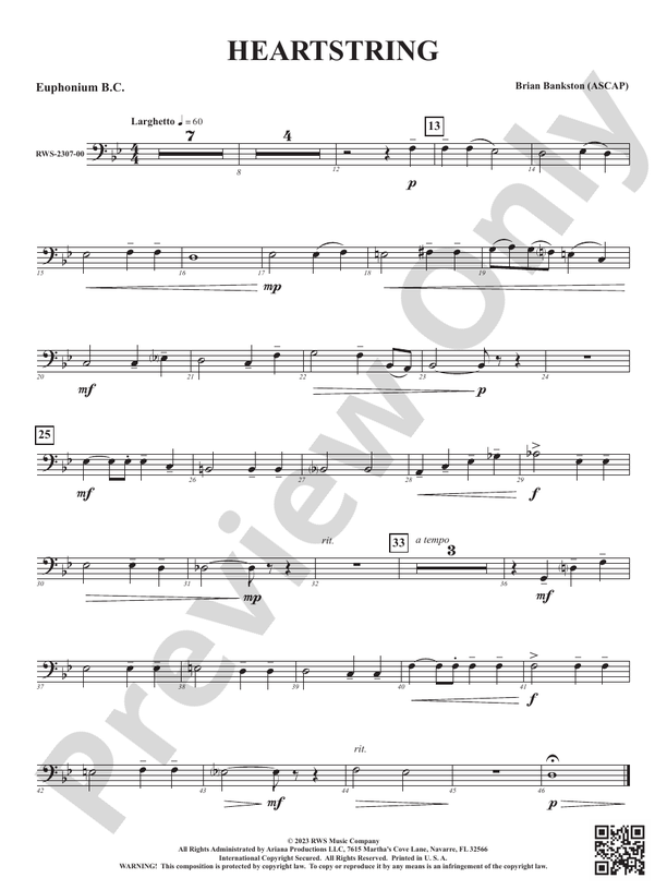Heartstring: Baritone B.C.: Baritone B.C. Part: Brian Bankston - Digital Sheet Music Download
