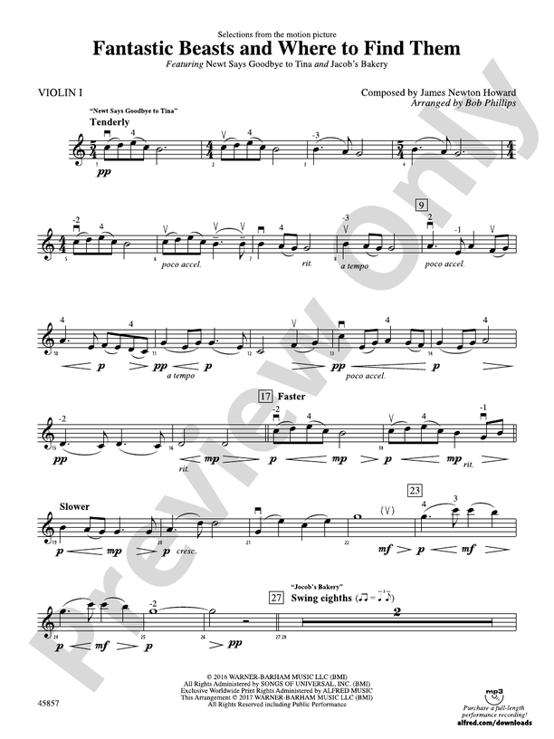 Fantastic Beasts and Where to Find Them: 1st Violin: 1st Violin Part ...