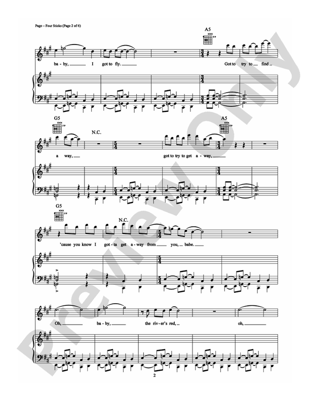 Four Sticks: Piano/Vocal/Chords: Led Zeppelin - Digital Sheet Music ...