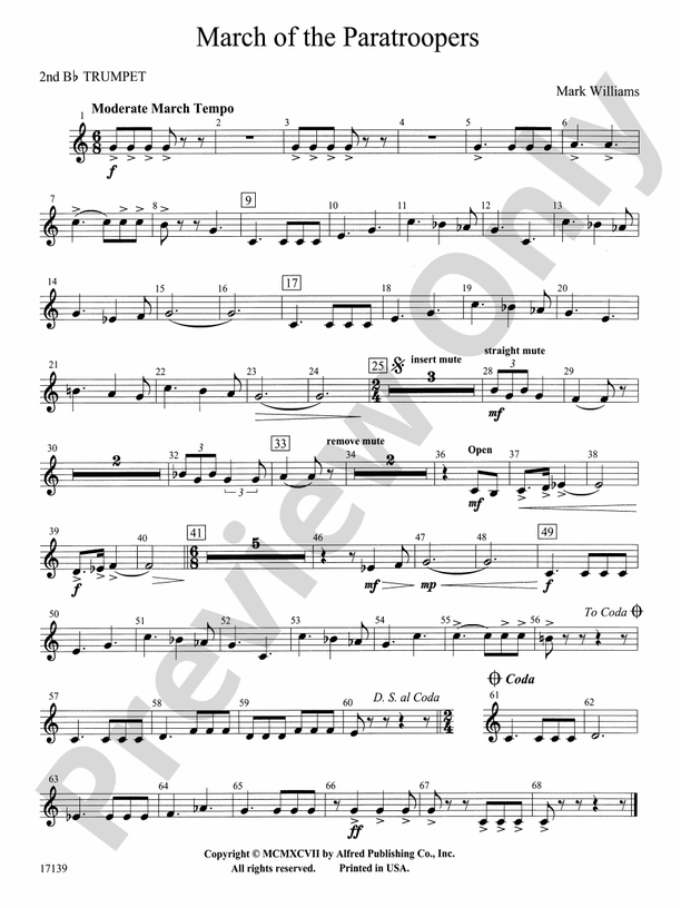 March of the Paratroopers: 2nd B-flat Trumpet: 2nd B-flat Trumpet Part ...