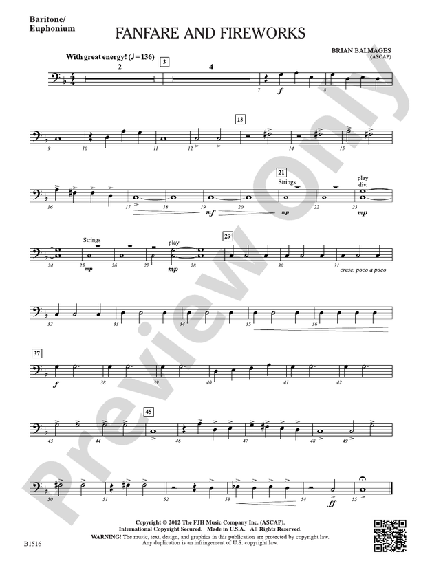 Fanfare and Fireworks: Baritone/Euphonium: Baritone/Euphonium Part: Brian Balmages - Digital ...