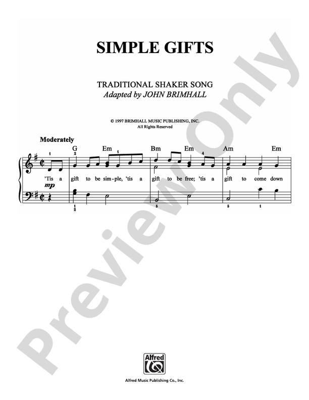 Simple Gifts: Easy Piano: Traditional - Digital Sheet Music Download