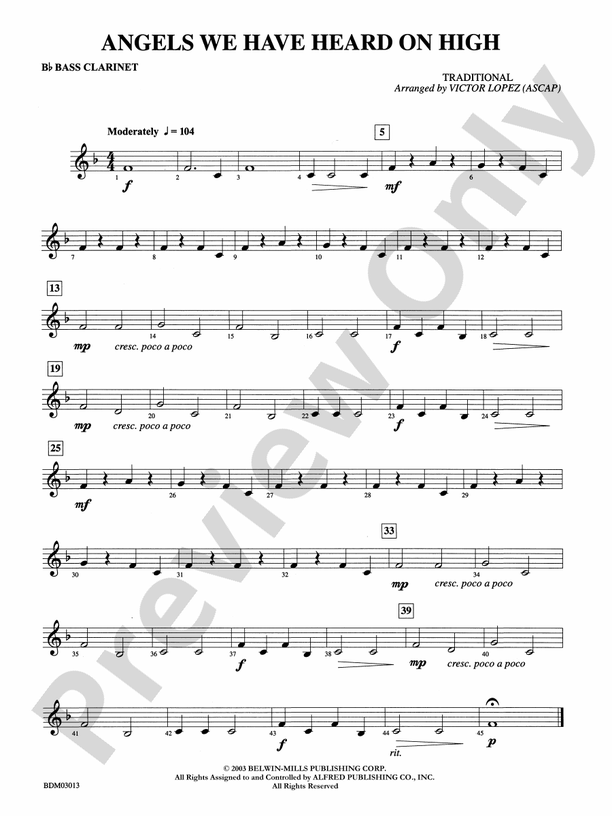 Angels We Have Heard on High: B-flat Bass Clarinet: B-flat Bass ...