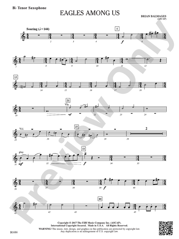 Eagles Among Us: B-flat Tenor Saxophone: B-flat Tenor Saxophone Part ...