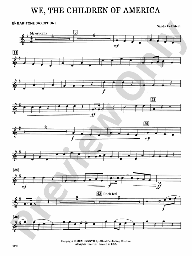 We, the Children of America: E-flat Baritone Saxophone: E-flat Baritone Saxophone Part - Digital ...