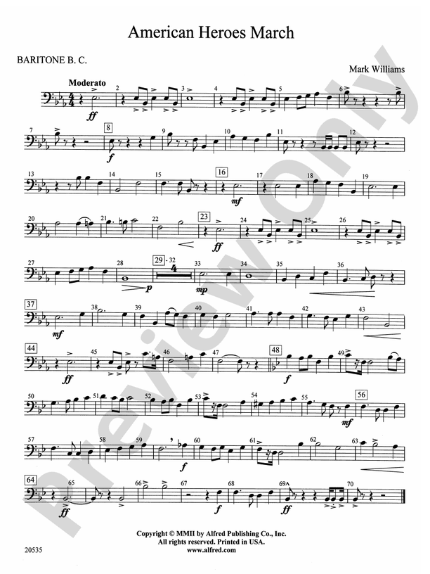 American Heroes March: Baritone B.C.: Baritone B.C. Part - Digital ...