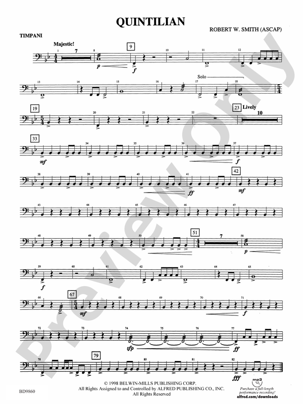 Quintilian: Timpani: Timpani Part - Digital Sheet Music Download