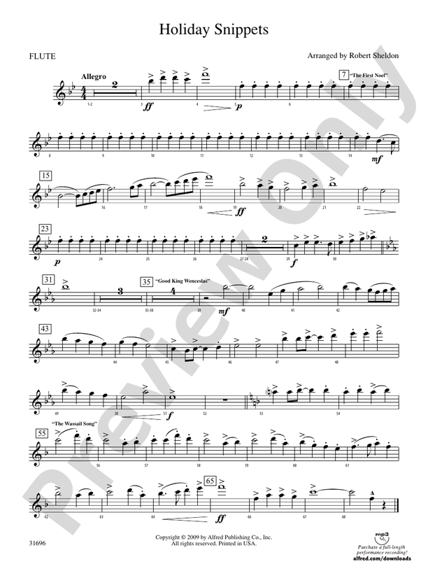 Holiday Snippets: Flute: Flute Part - Digital Sheet Music Download