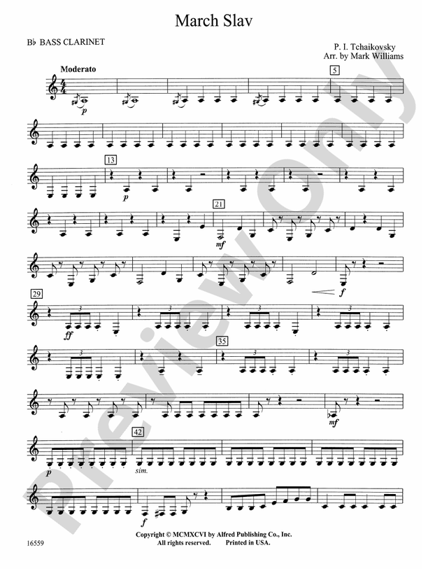 March Slav: B-flat Bass Clarinet: B-flat Bass Clarinet Part - Digital ...