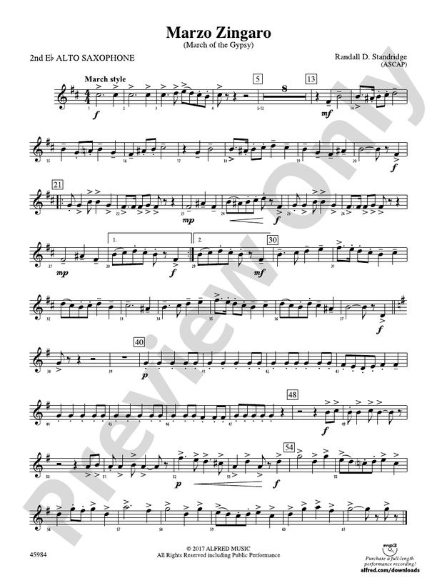 Marzo Zingaro: 2nd E-flat Alto Saxophone: 2nd E-flat Alto Saxophone ...