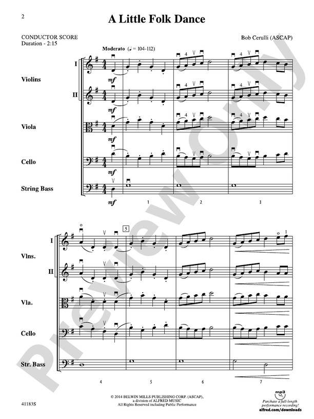 A Little Folk Dance: Score: String Orchestra Score - Digital Sheet Music Download