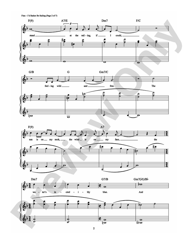 I'd Rather Be Sailing: Piano/Vocal/Chords: William Finn - Digital Sheet Music Download