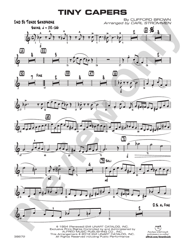 Tiny Capers: 2nd B-flat Tenor Saxophone: 2nd B-flat Tenor Saxophone Part - Digital Sheet Music ...