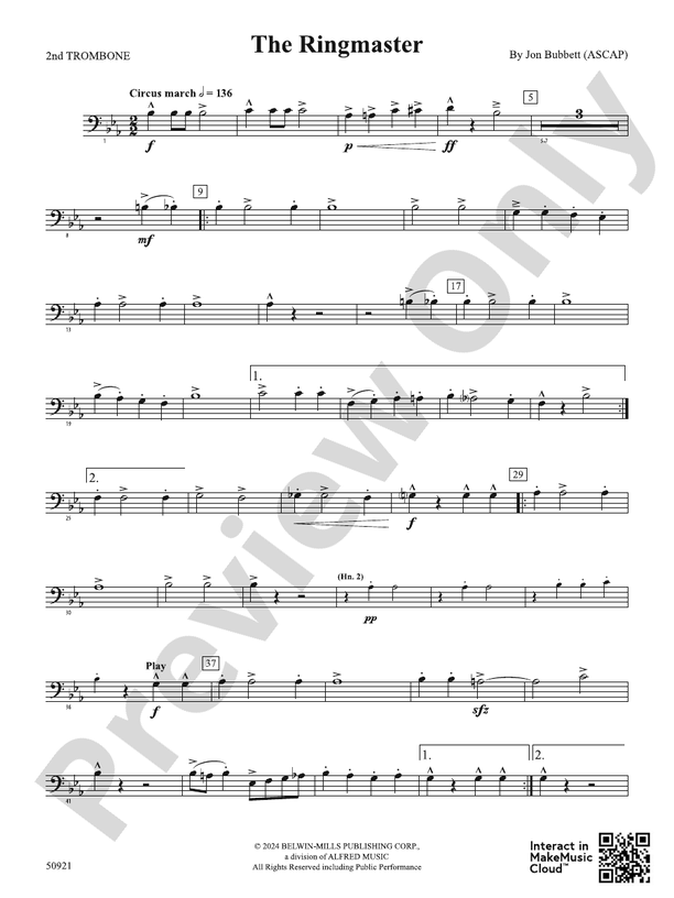 The Ringmaster: 2nd Trombone: 2nd Trombone Part - Digital Sheet Music Download