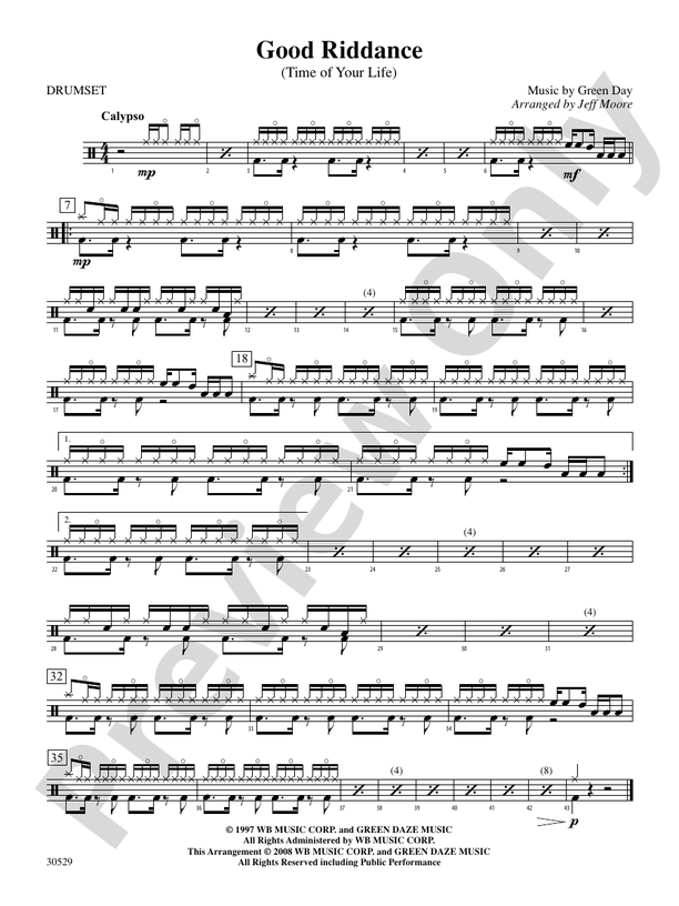 Good Riddance (Time of Your Life): Drums: Drums Part - Digital Sheet ...