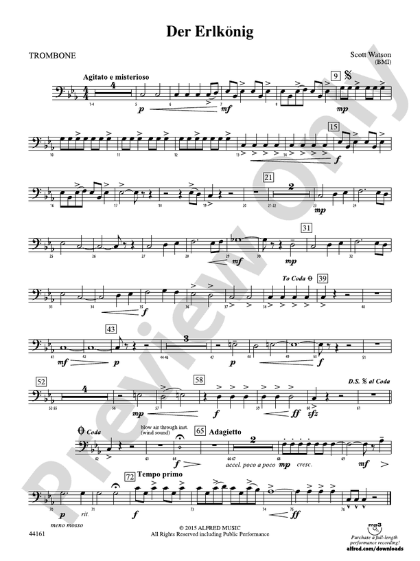 Der Erlkönig: 1st Trombone: 1st Trombone Part - Digital Sheet Music ...