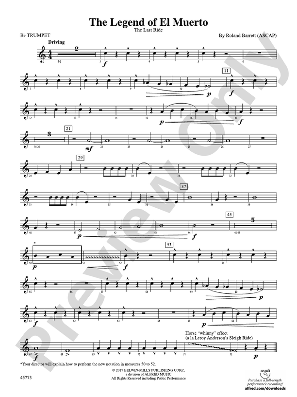 The Legend of El Muerto: 1st B-flat Trumpet: 1st B-flat Trumpet Part ...