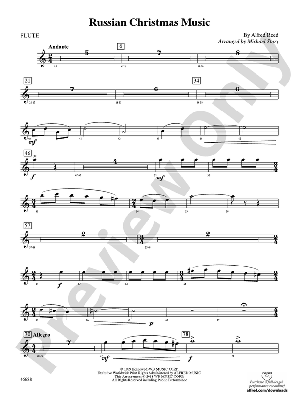 Russian Christmas Music: Flute: Flute Part - Digital Sheet Music Download