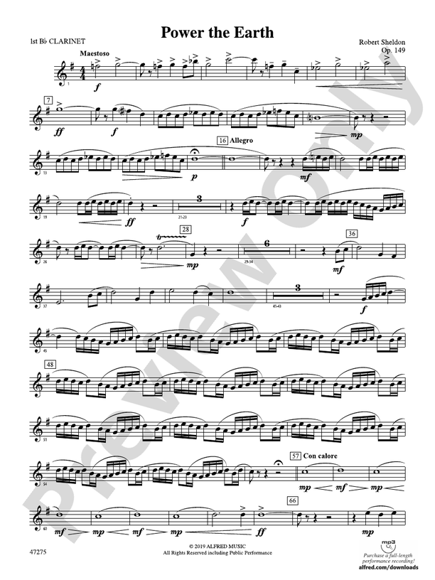 Power the Earth: 1st B-flat Clarinet: 1st B-flat Clarinet Part ...