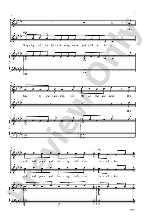 The Spirit Of Hanukkah 2 Part Choral Octavo Marti Lunn Lantz