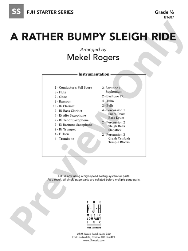 A Rather Bumpy Sleigh Ride: Concert Band Conductor Score & Parts: Mekel Roger - Digital Sheet ...
