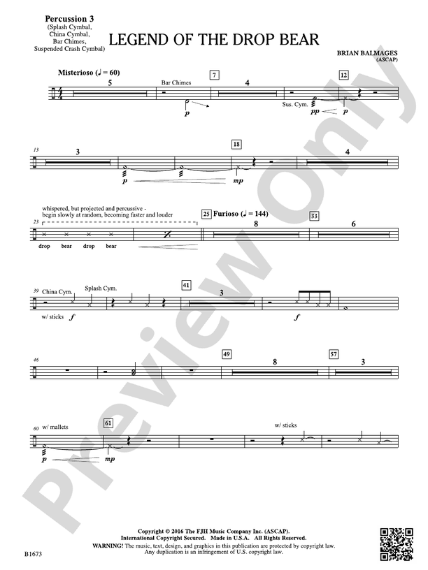 Legend of the Drop Bear: Percussion 3: Percussion 3 Part: Brian ...