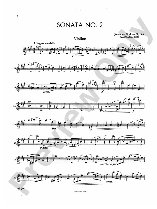 Brahms: Sonata in A Major, Op. 100: Sonata in A Major, Op. 100 (Violin ...