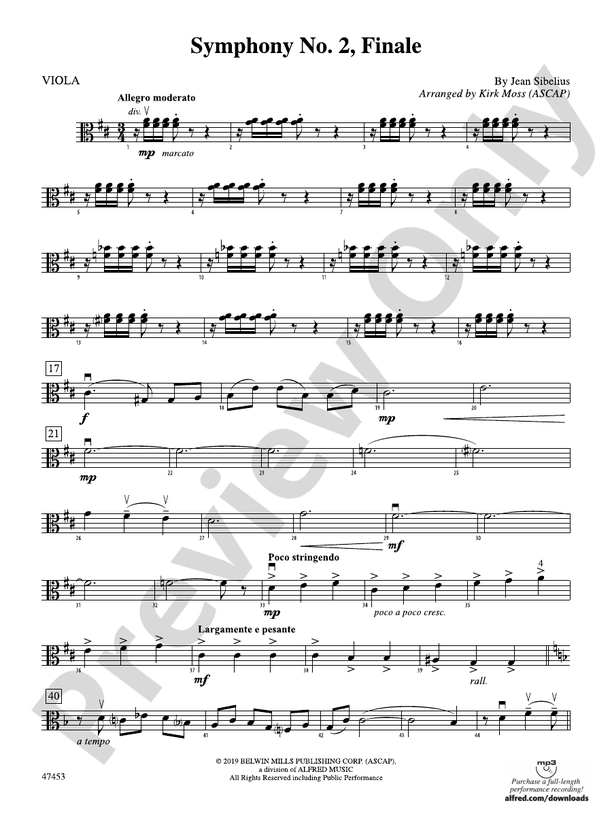 Symphony No. 2, Finale: Viola: Viola Part - Digital Sheet Music Download