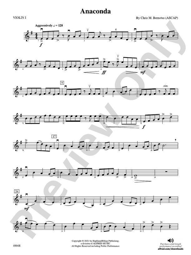 Anaconda: 1st Violin: 1st Violin Part - Digital Sheet Music Download