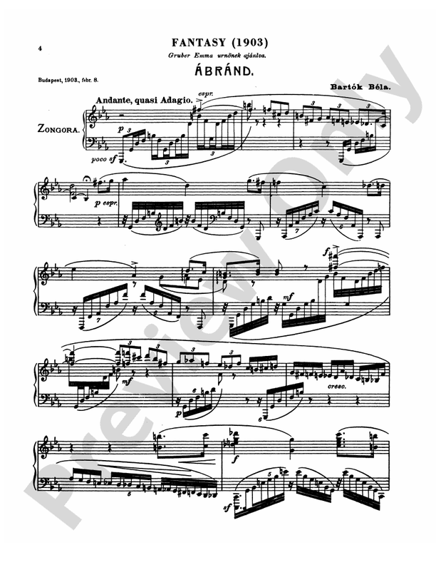 Bartók Album For Piano Fantasy 1903 Part Digital Sheet Music Download