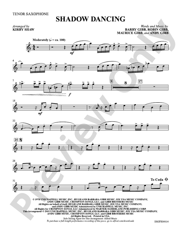 Shadow Dancing: Tenor Saxophone: Tenor Saxophone Part: Robin Gibb ...