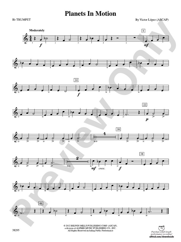 Planets in Motion: 1st B-flat Trumpet: 1st B-flat Trumpet Part - Digital Sheet Music Download
