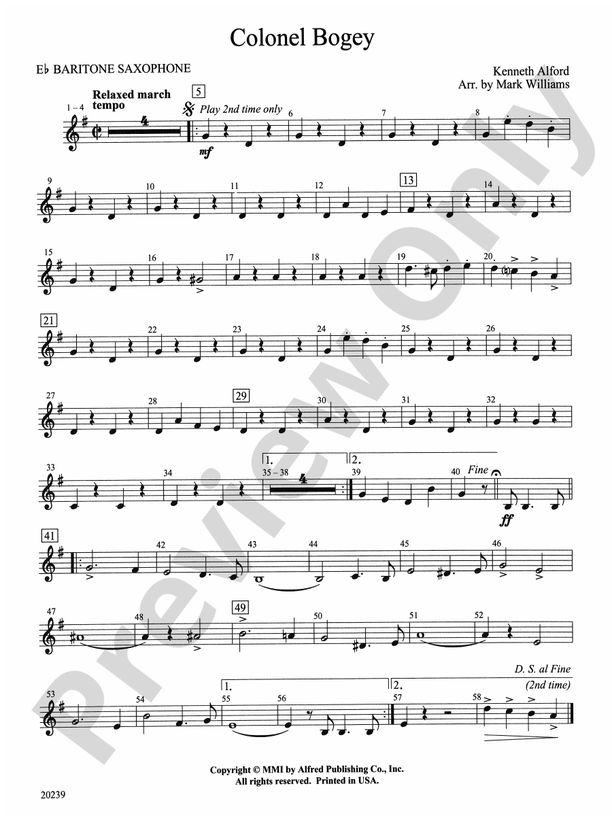 Colonel Bogey: E-flat Baritone Saxophone: E-flat Baritone Saxophone ...