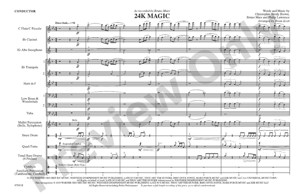 24K Magic: Score: Marching Band Score - Digital Sheet Music Download