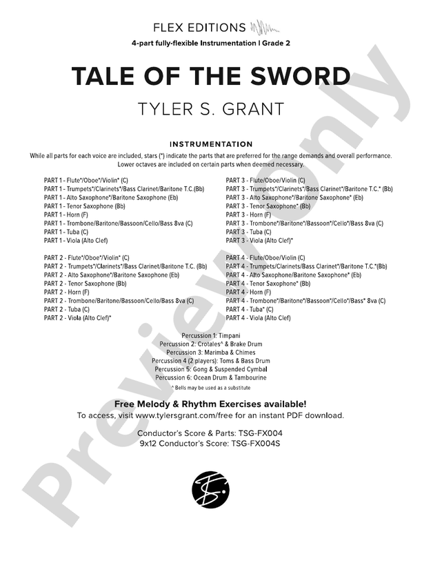 Tale of the Sword: Score: Concert Band Score: Tyler S. Grant - Digital ...