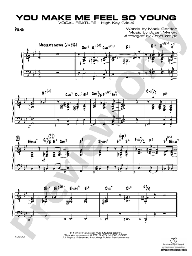 You Make Me Feel So Young: Piano (High Key - Male): Piano (High Key ...