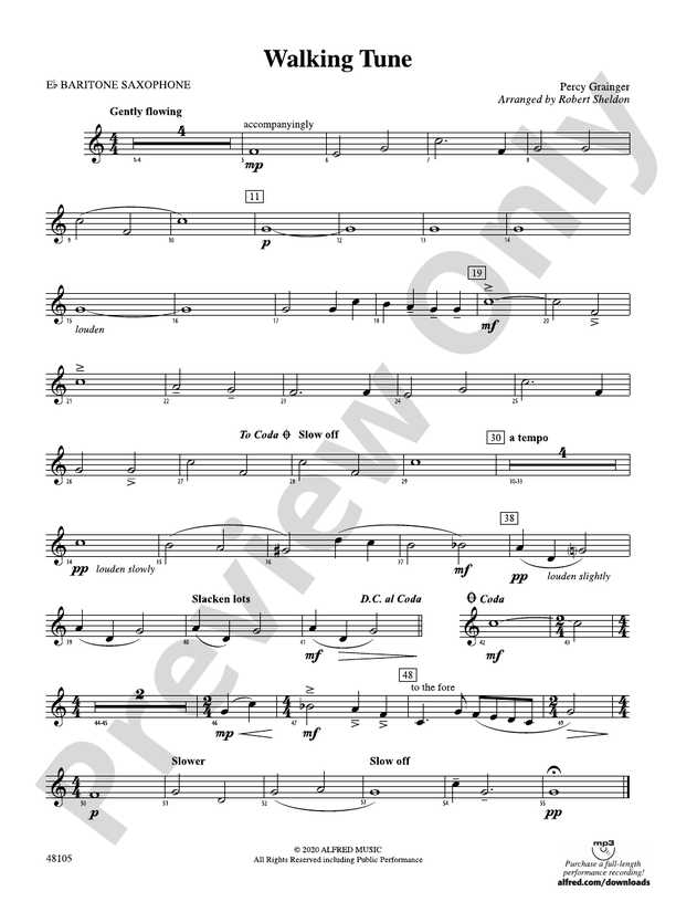 Walking Tune: E-flat Baritone Saxophone: E-flat Baritone Saxophone Part ...