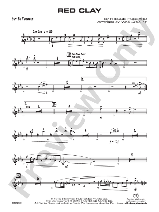 Red Clay: 1st B-flat Trumpet: 1st B-flat Trumpet Part - Digital Sheet ...